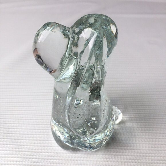 Unmarked | Art | Art Glass Droopy Dog Paperweight Clear Bubbles Basset ...